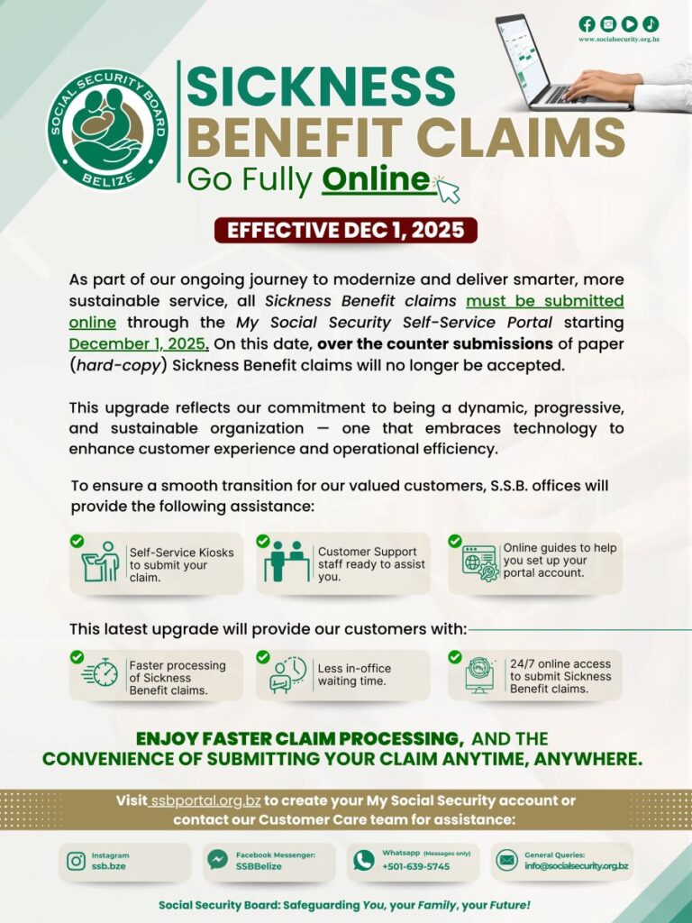 My Social Security Self-Service Portal - Social Security Board, Belize